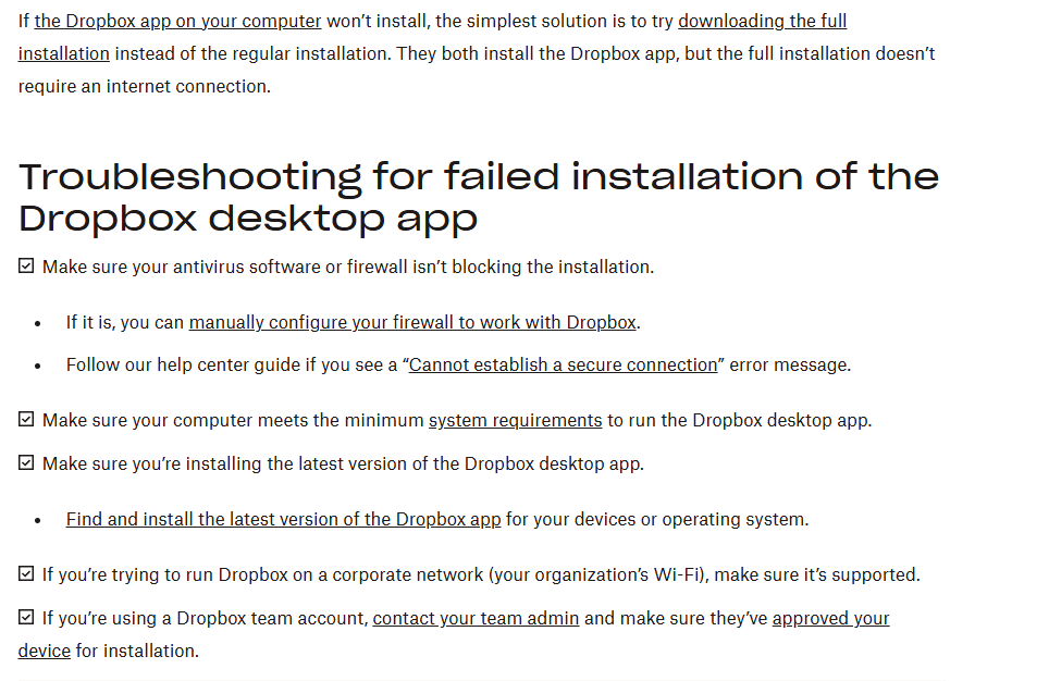 Dropbox desktop app won't install on Windows 11 and gives me an error ...