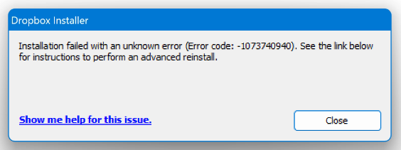 Dropbox error 1073741819 after uninstalling, and reinstalling the app ...