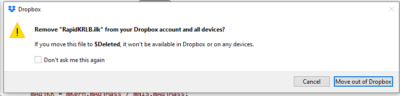 Dropbox asks if I want to remove a document right after I save it ...